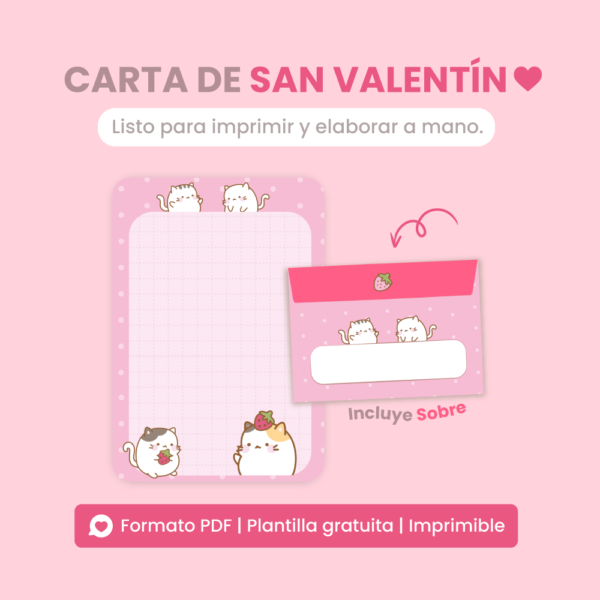 Carta San Valentín - Amigos - Recursos Kawaii
